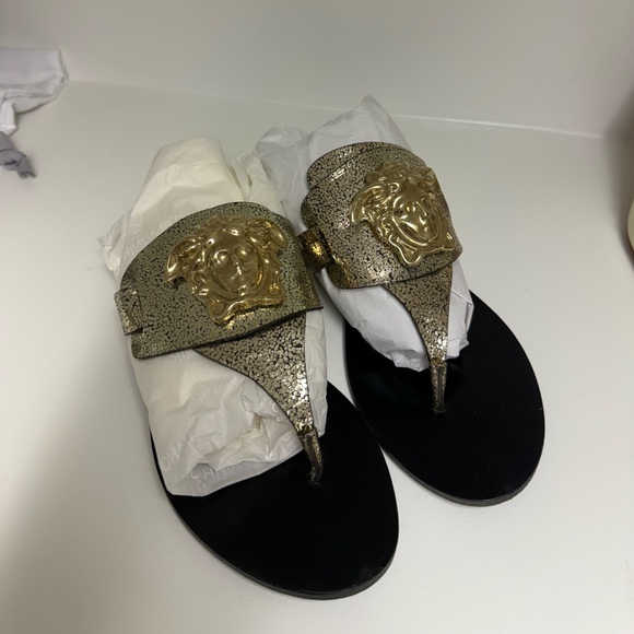 Versace | Shoes | Versace Palazzo Laminated Thong Sandal | Poshmark